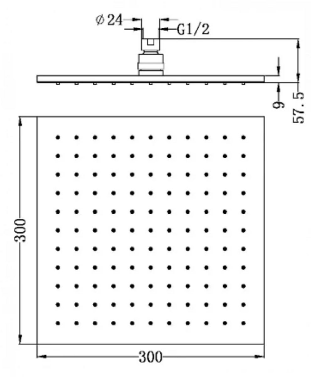 Eva Square Shower Head 300mm - Matt Black – The Tapware Outlet