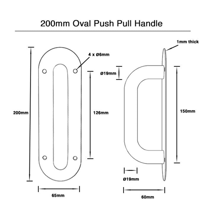 Oval Shaped Push and Pull Door Plate - Matt Black Finish – The Tapware ...