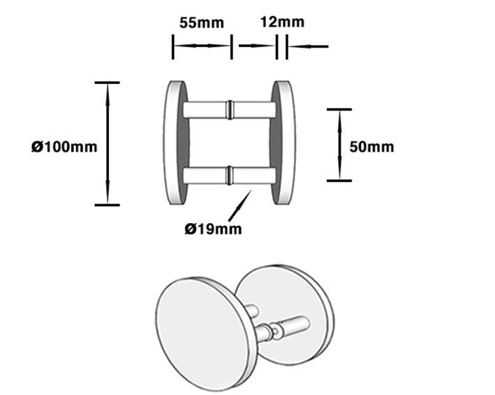 Matt Black 100mm Round Plate Door Pulls (Pair) - Coral Series – The ...